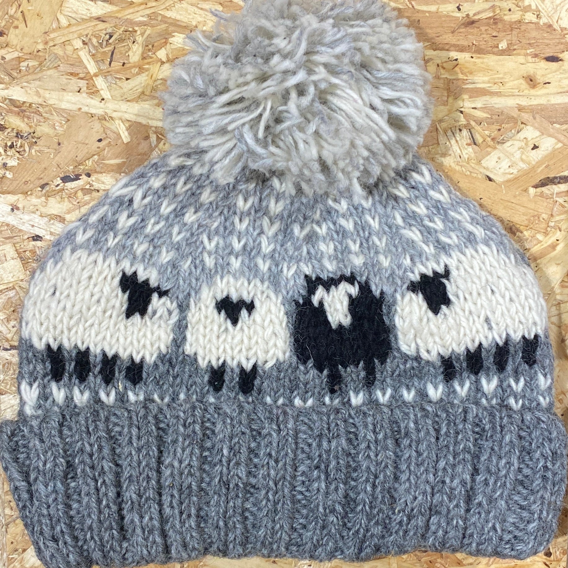 Grey Sheep Wool Bobble Hat | Siop Sioned independent gift shop in the ...